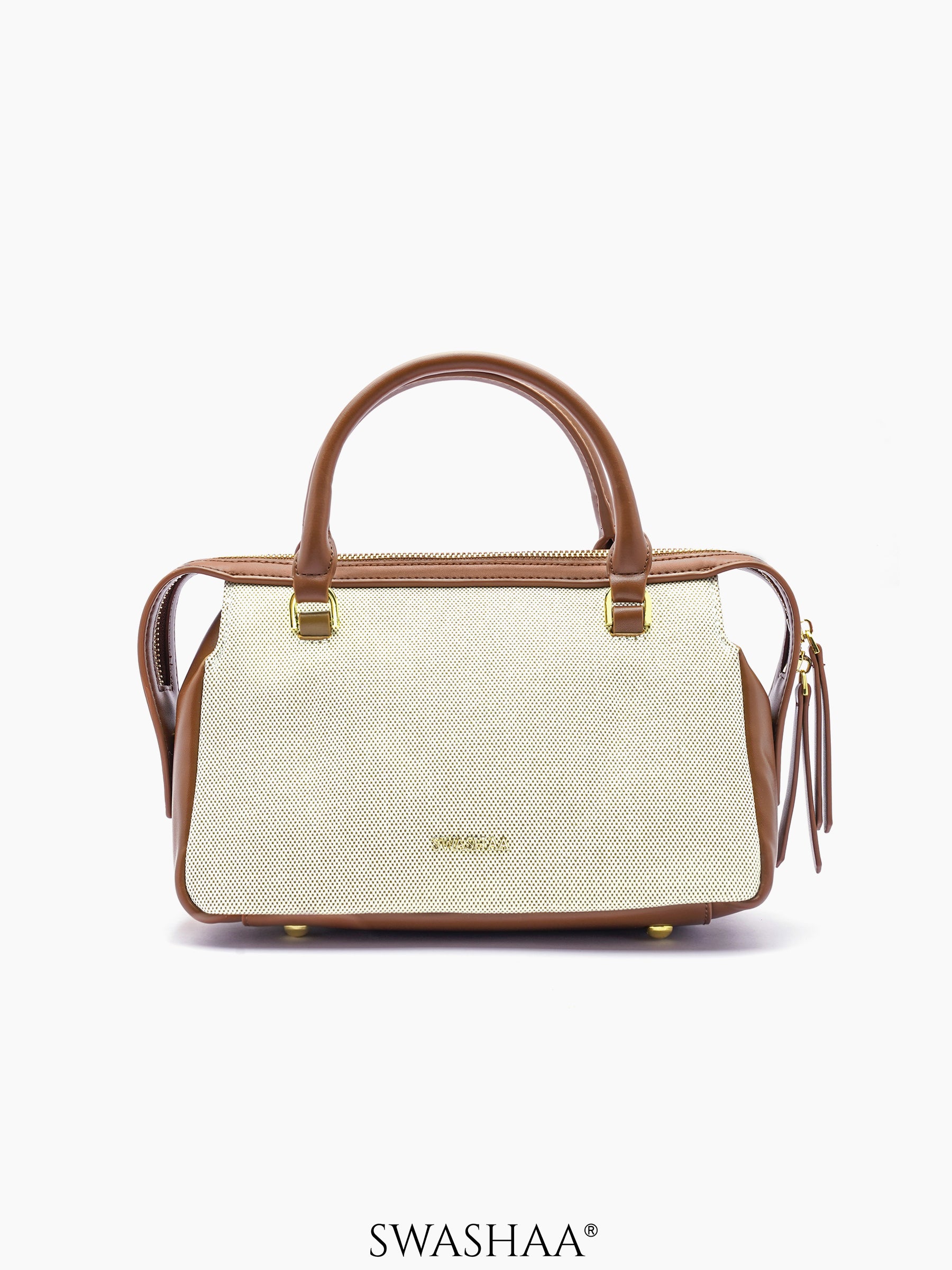Angee White Beige Leather Hand Bag – Swashaa Global